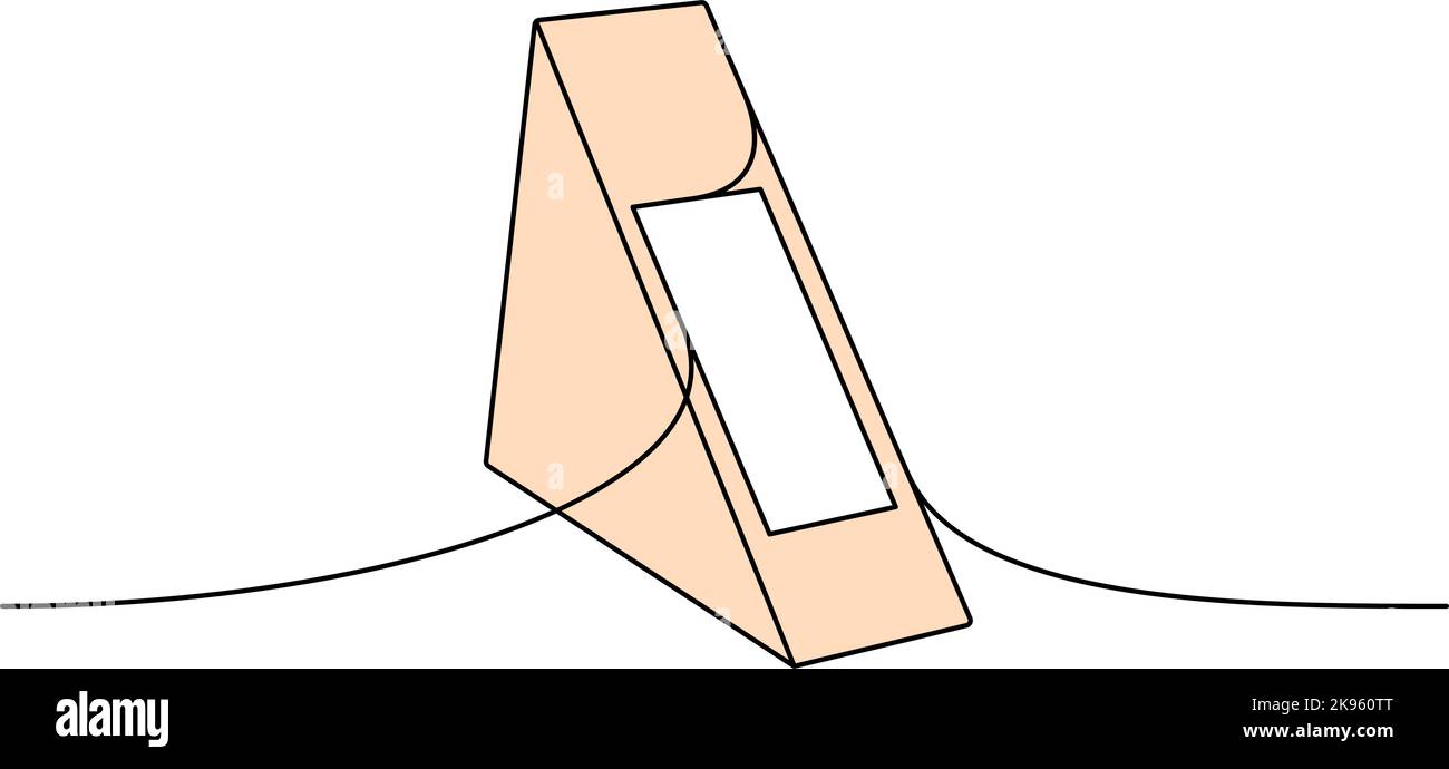 Sandwich Cardboard Box One Line Colored Continuous Drawing Empty