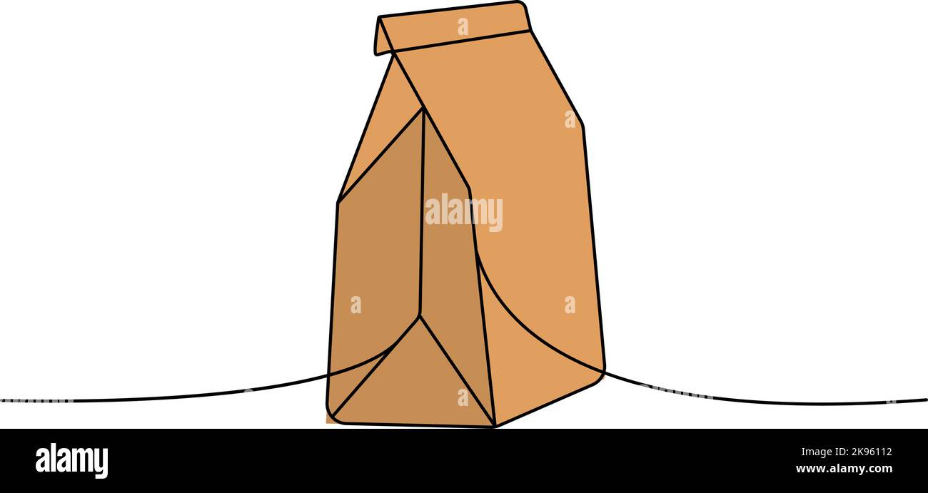 Paper bag one line colored continuous drawing. Empty cardboard boxes ...