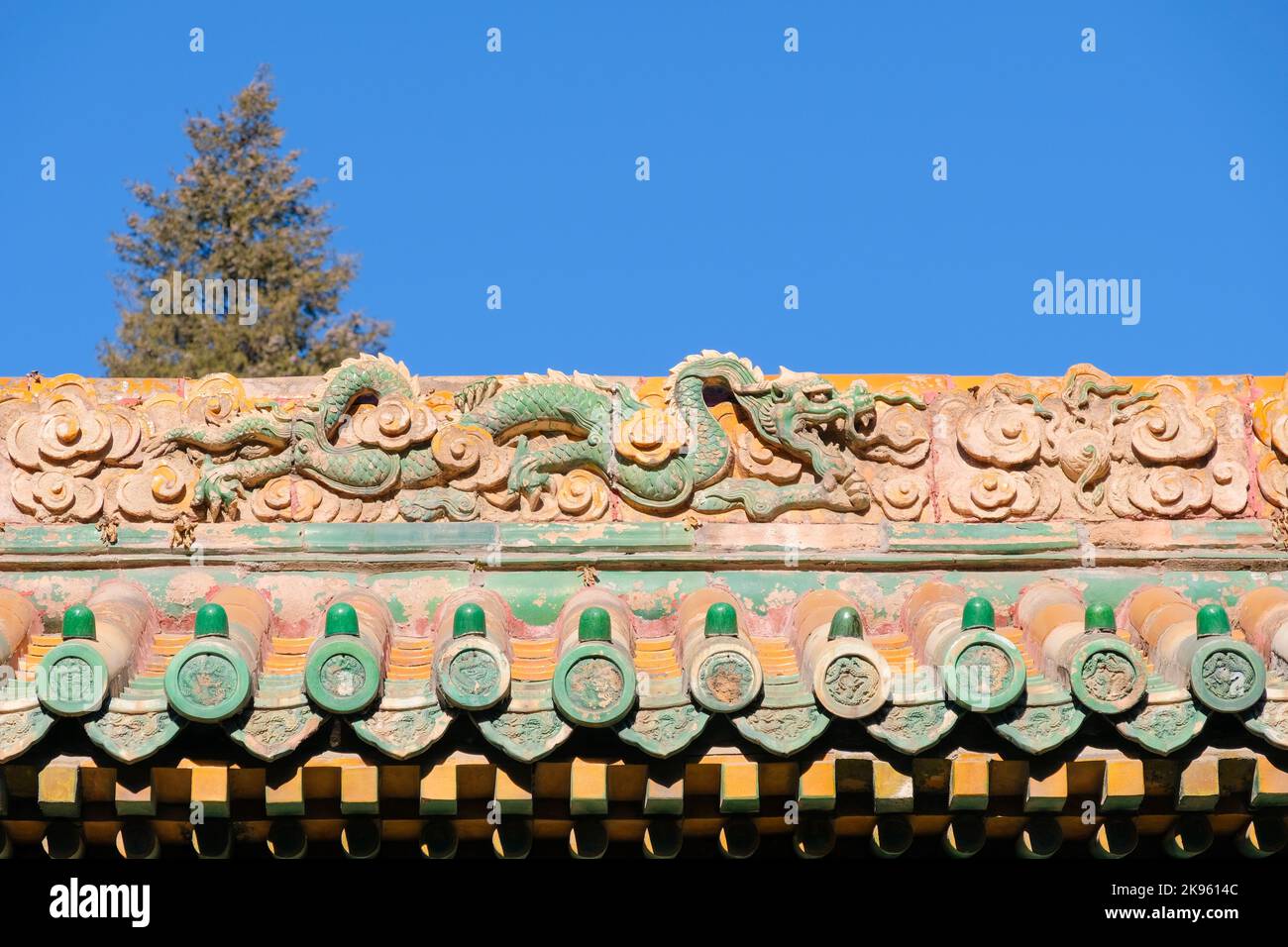 A part of the Nine Dragon Wall in Beihai Park, Beijing, China Stock ...