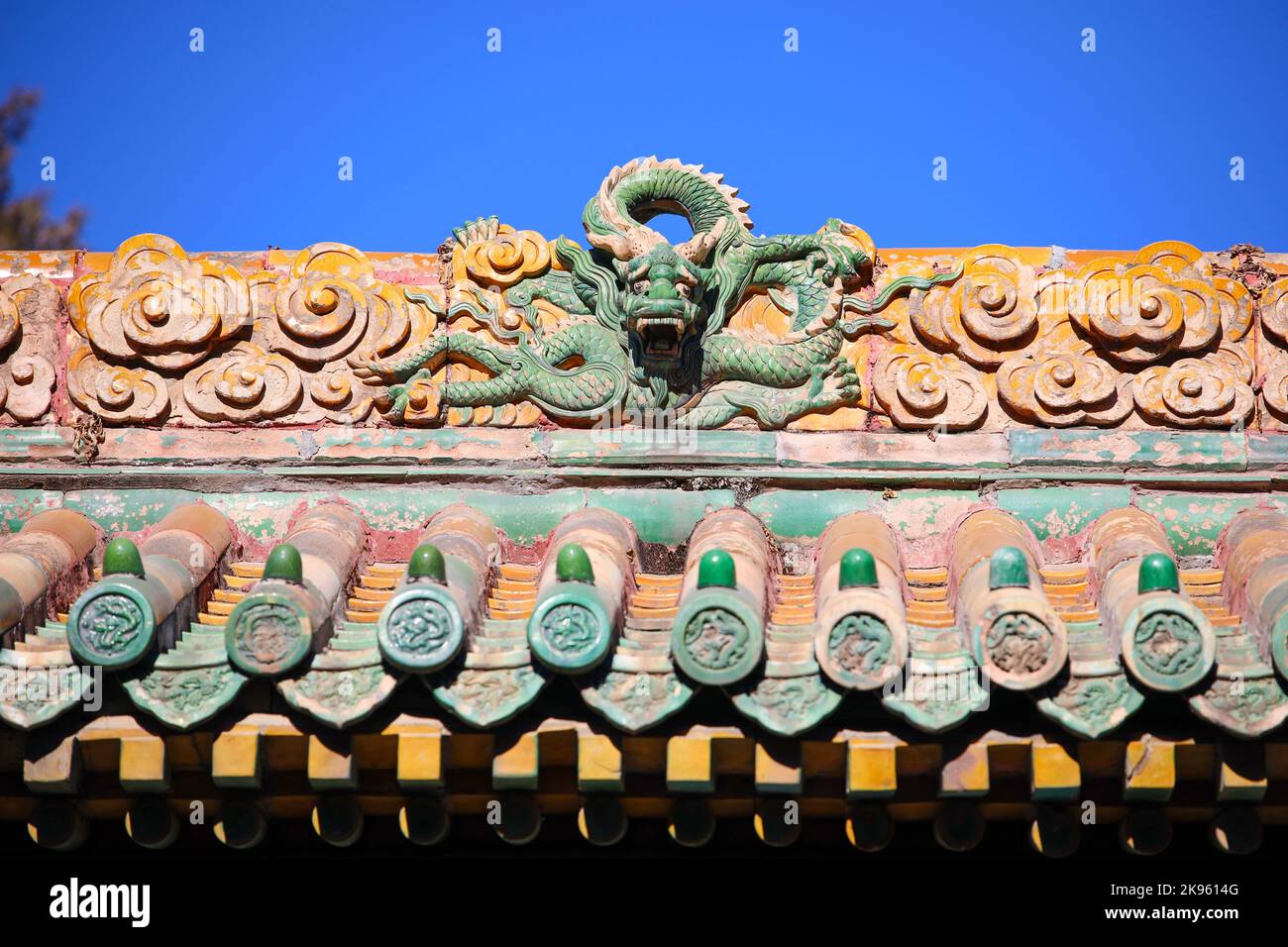 A part of the Nine Dragon Wall in Beihai Park, Beijing, China Stock ...