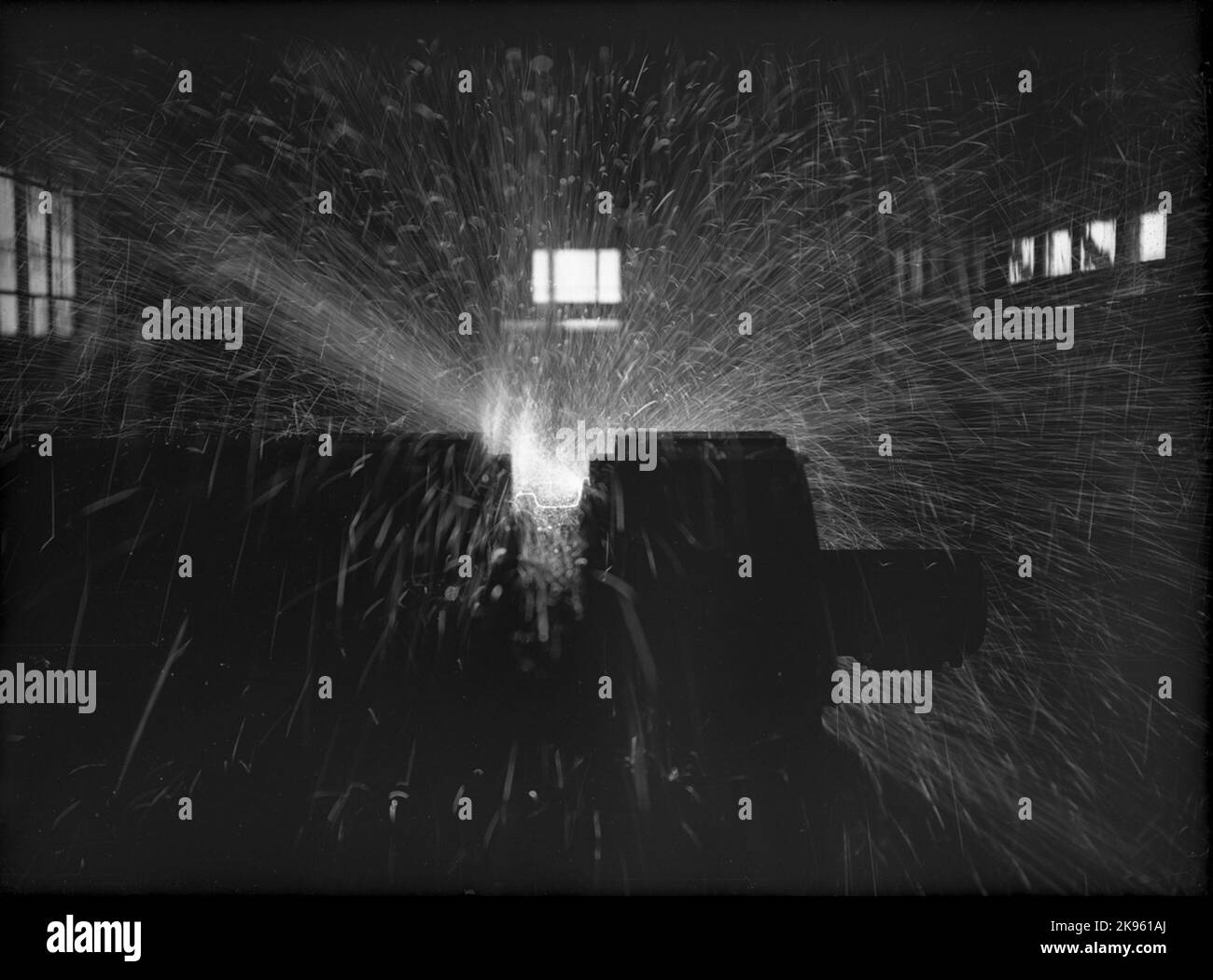 Spark rain when rail welding Stock Photo - Alamy