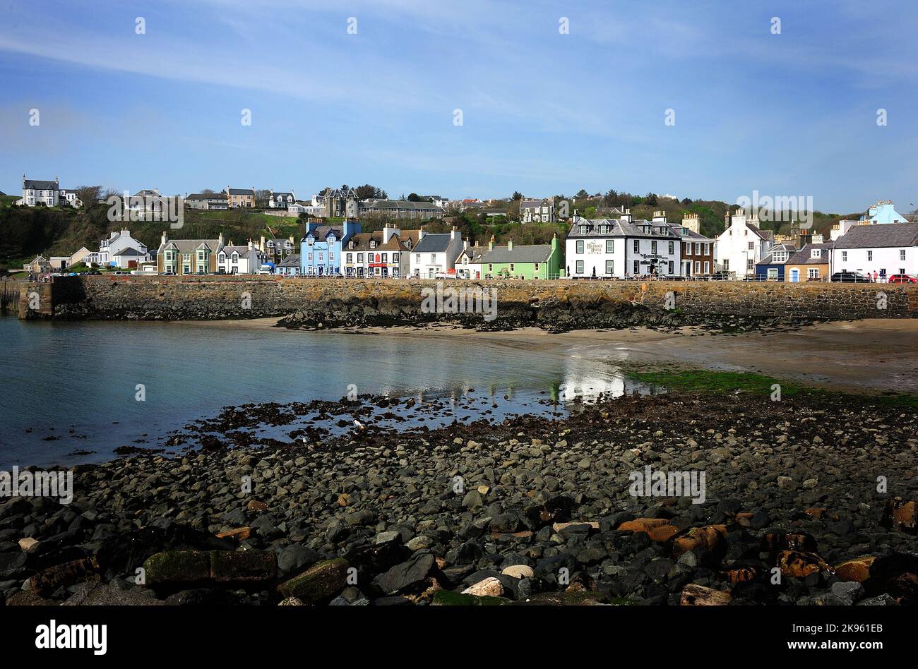 A coastal town in Portpatrick, Scotland during low tide Stock Photo - Alamy