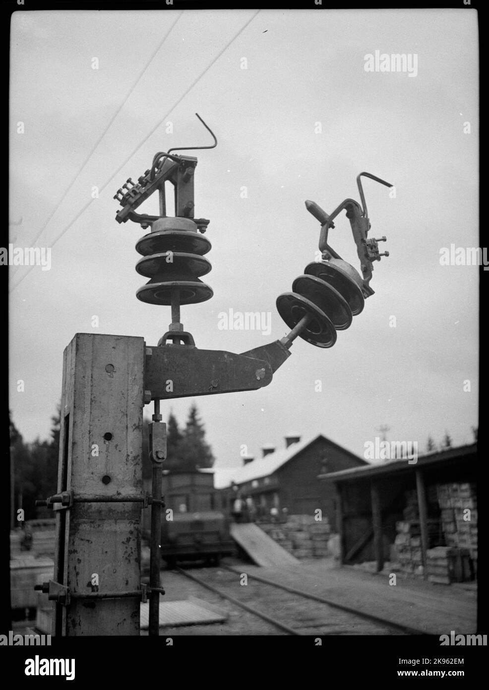 Detail, contact line post Stock Photo - Alamy