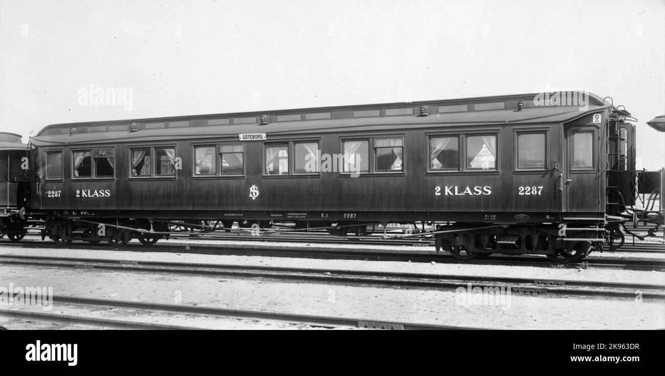 The State Railways, SJ Bo5 2287. Teak -covered wooden car. These ...