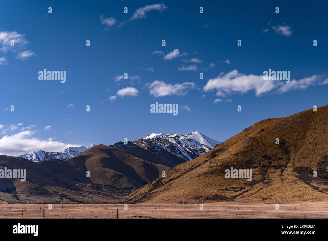Mountainous view along State Highway 8 from Fairlie to the famous Lake ...