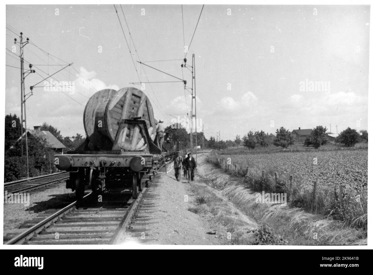 Cable laying by railway Cut Out Stock Images & Pictures - Alamy