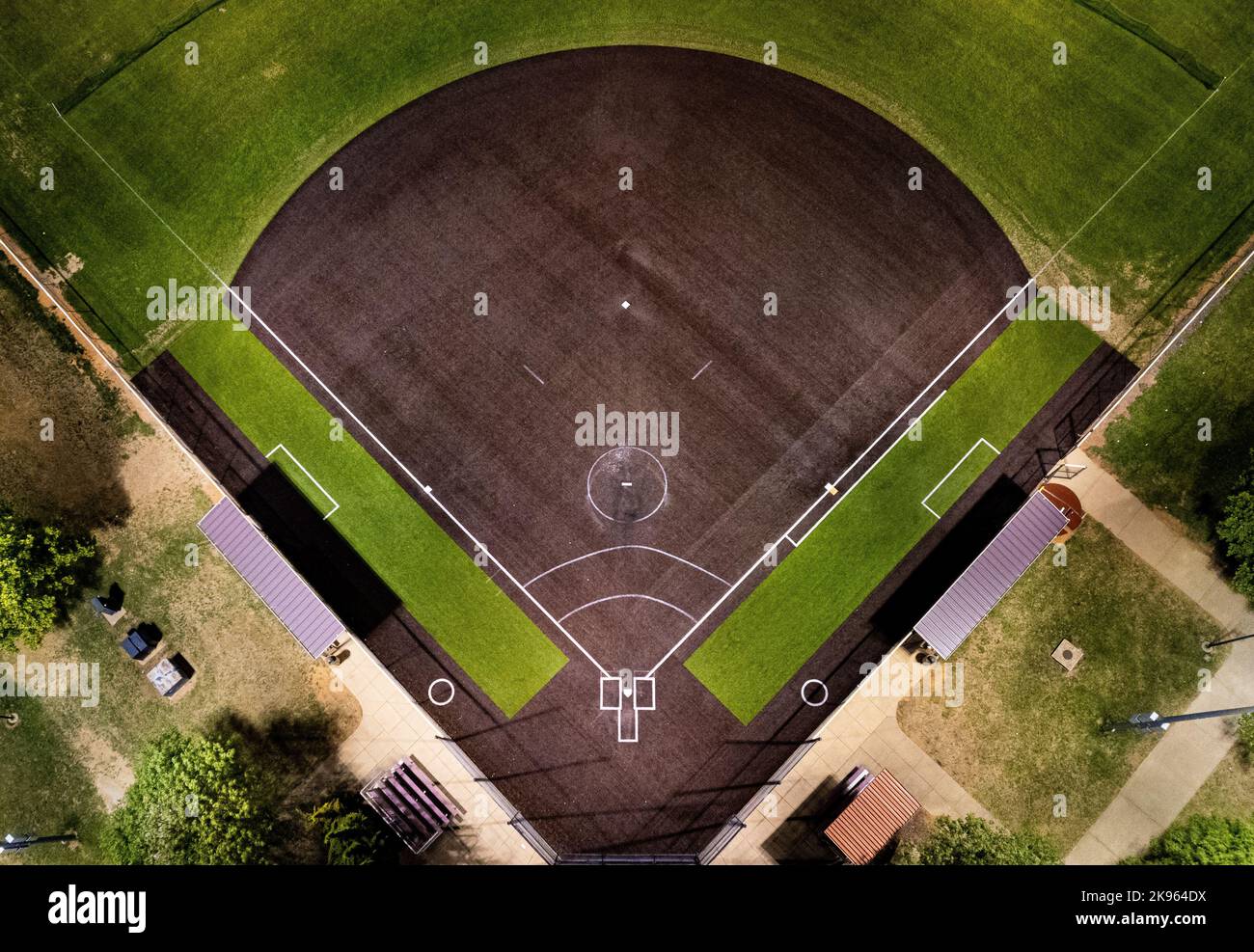 An aerial view of greenery baseball field Stock Photo - Alamy