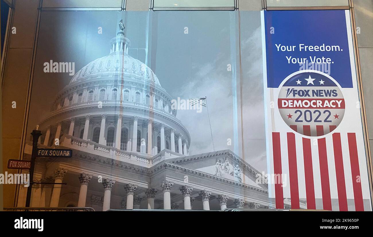 New York, New York, USA. 25th Oct, 2022. Signs promoting Fox News ...