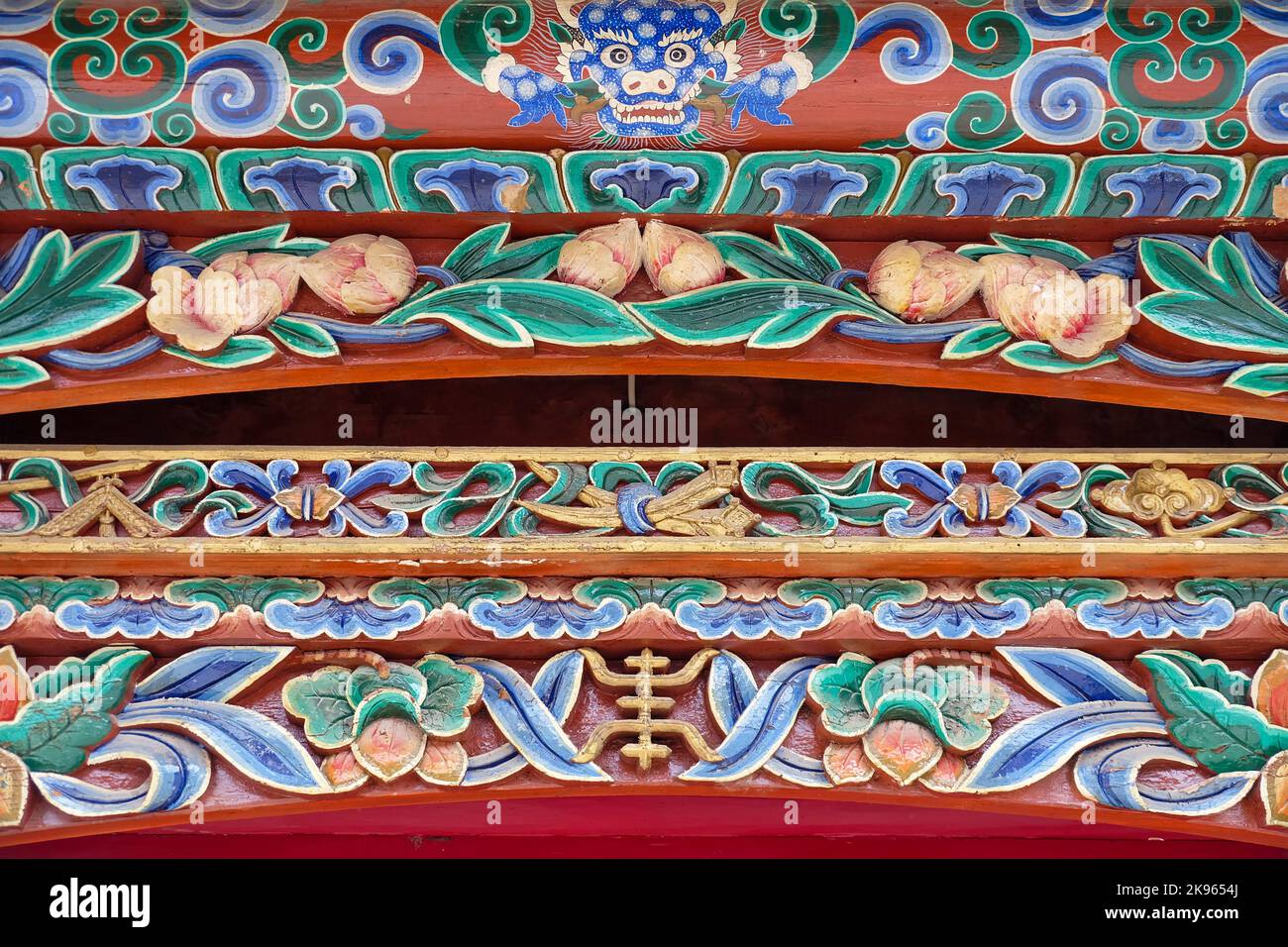 A closeup of Chinese cultural and religious patterns on Ta'er temple ...
