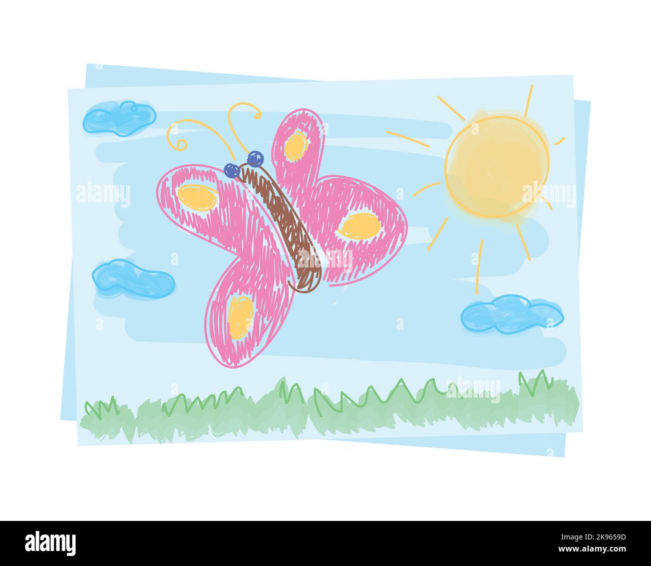 Child picture of butterfly semi flat color vector object Stock Vector ...