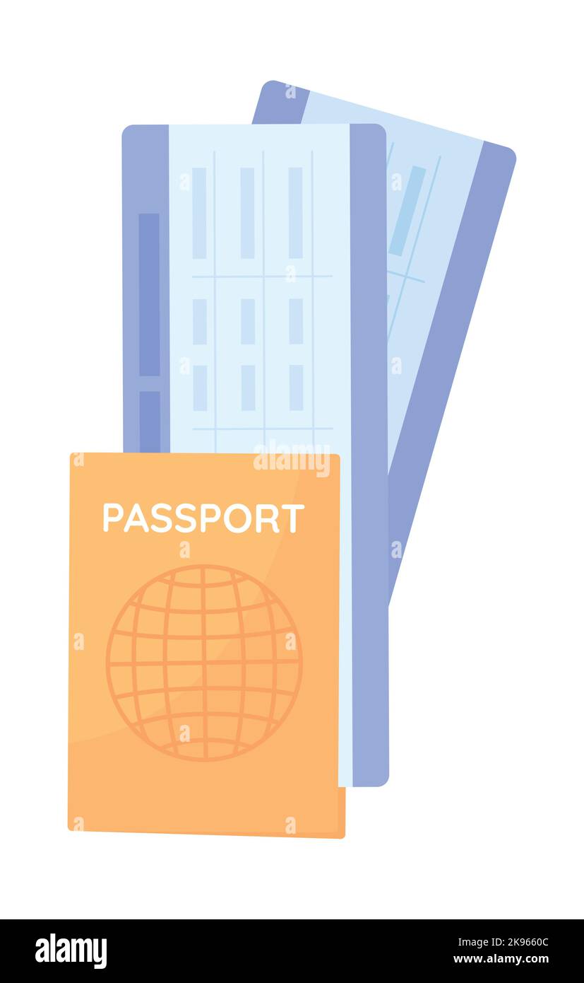 Passport with tickets semi flat color vector object Stock Vector Image ...