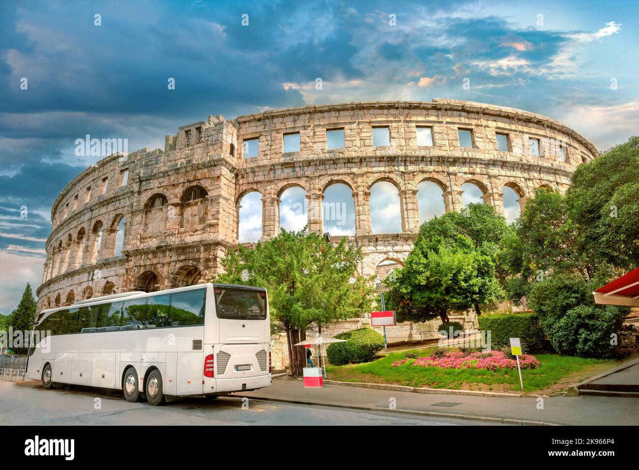 View of famous ancient Roman Amphitheater (Pula Arena) in Pula. Croatia ...