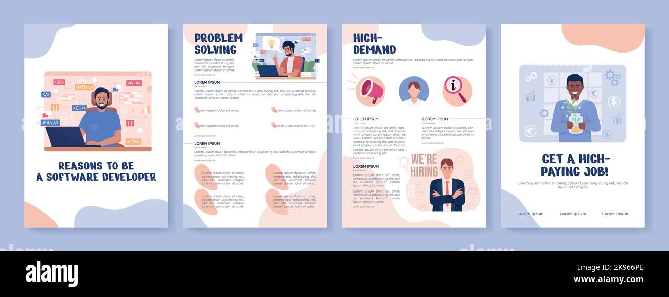 Reasons to be software developer flat vector brochure template Stock ...