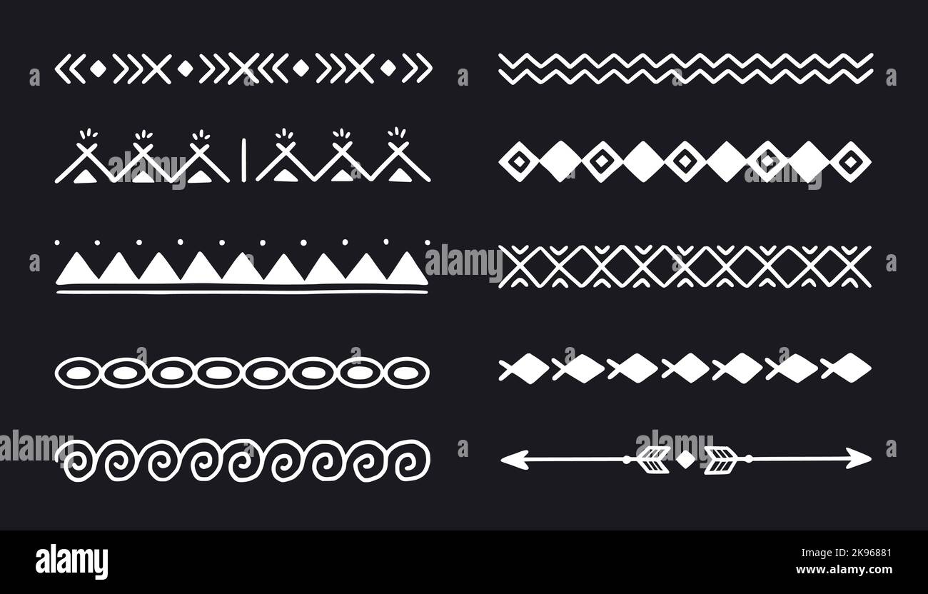 Hand drawn folk motif, ethnic pattern chalkboard set. Peru, mexican ...