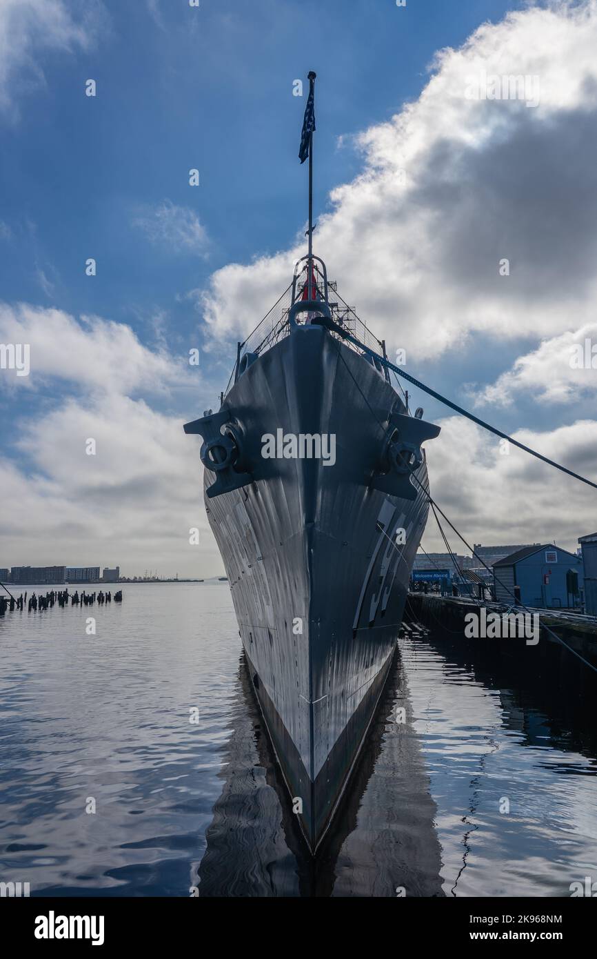 the Boston navy ship destroyer on the background of cloudy sky Stock ...