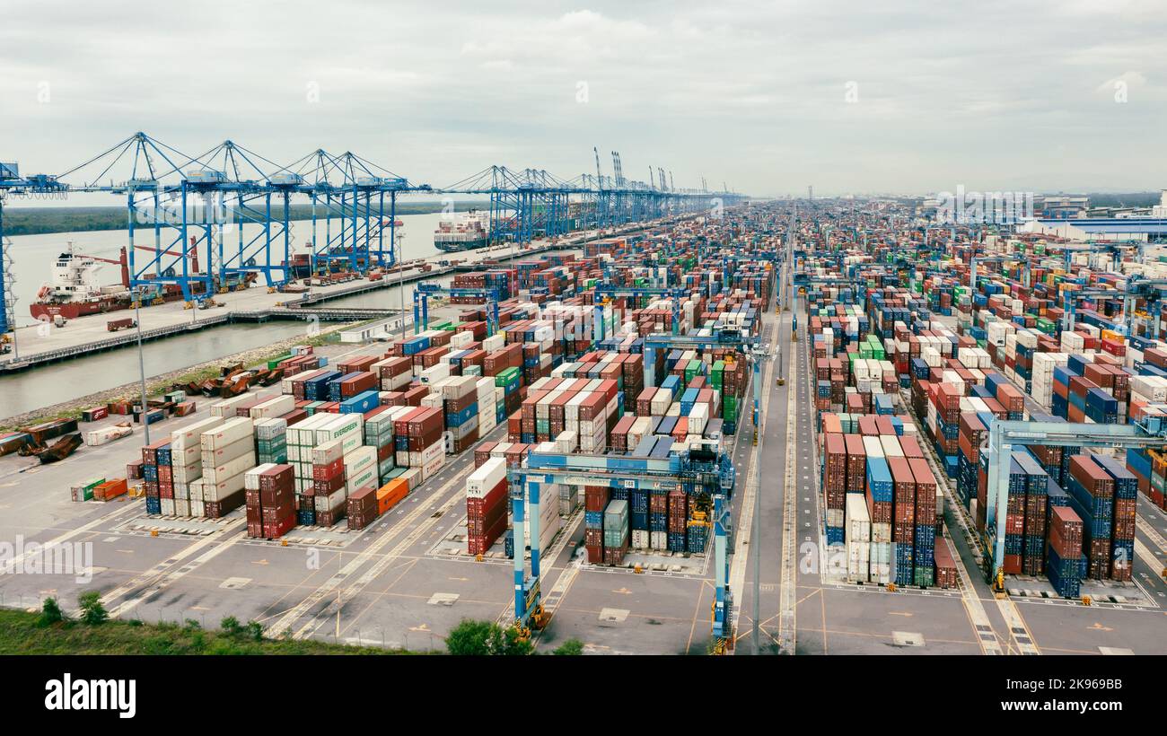 Klang, Malaysia - October 09, 2022: Cranes at the port Klang near Kuala ...