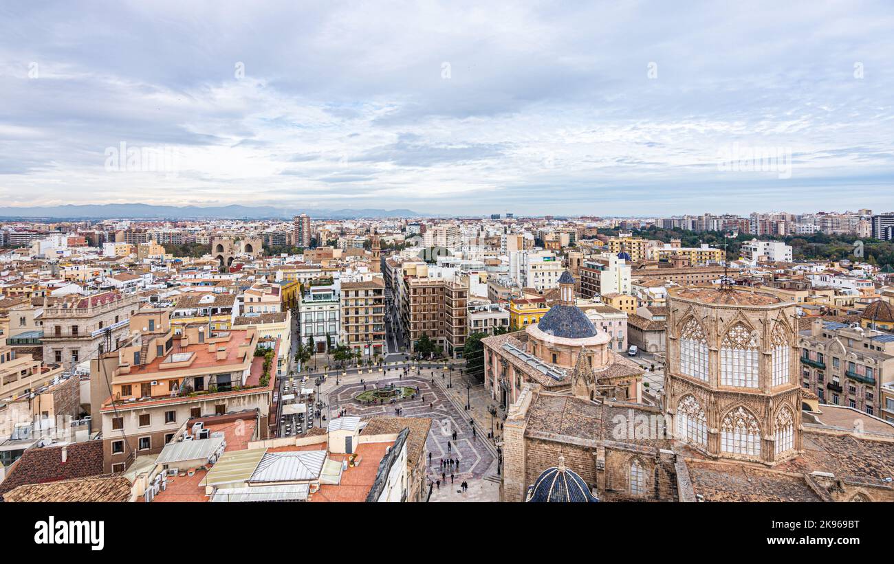 The beautiful cityscape of Valencia City in Spain with beautiful ...