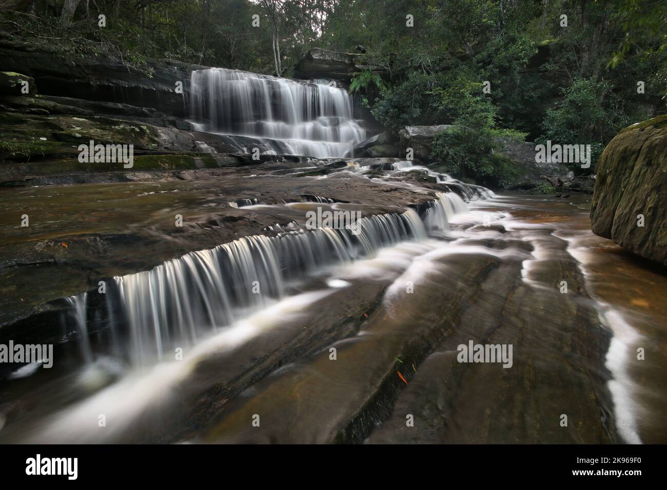 A long exposure shot of the Somersby Falls waterfall, NSW Central Coast ...