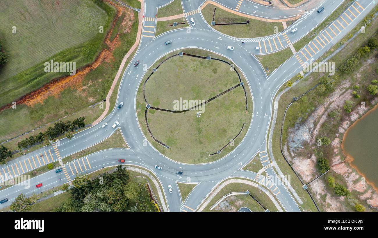 Roundabout birds eye view hi-res stock photography and images - Alamy