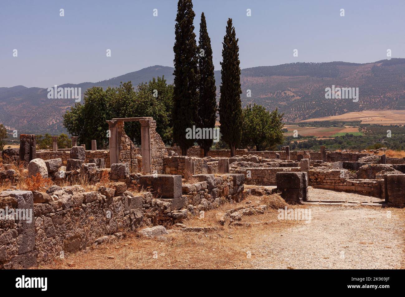 A beautiful shot of an archaeological site and the ancient Berber-Roman ...