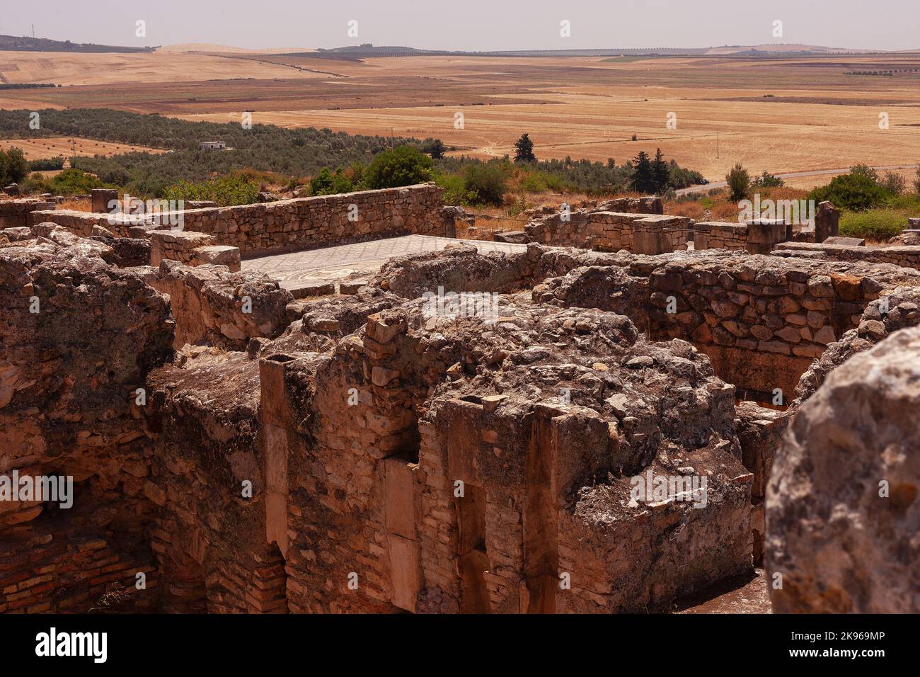 A beautiful shot of an archaeological site and the ancient Berber-Roman ...