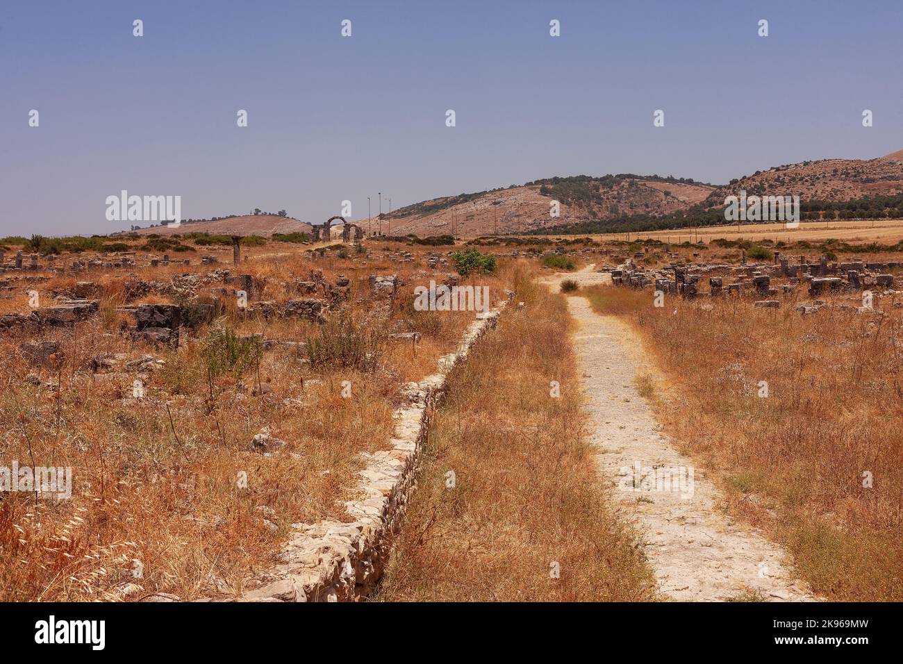 A beautiful shot of an archaeological site and the ancient Berber-Roman ...
