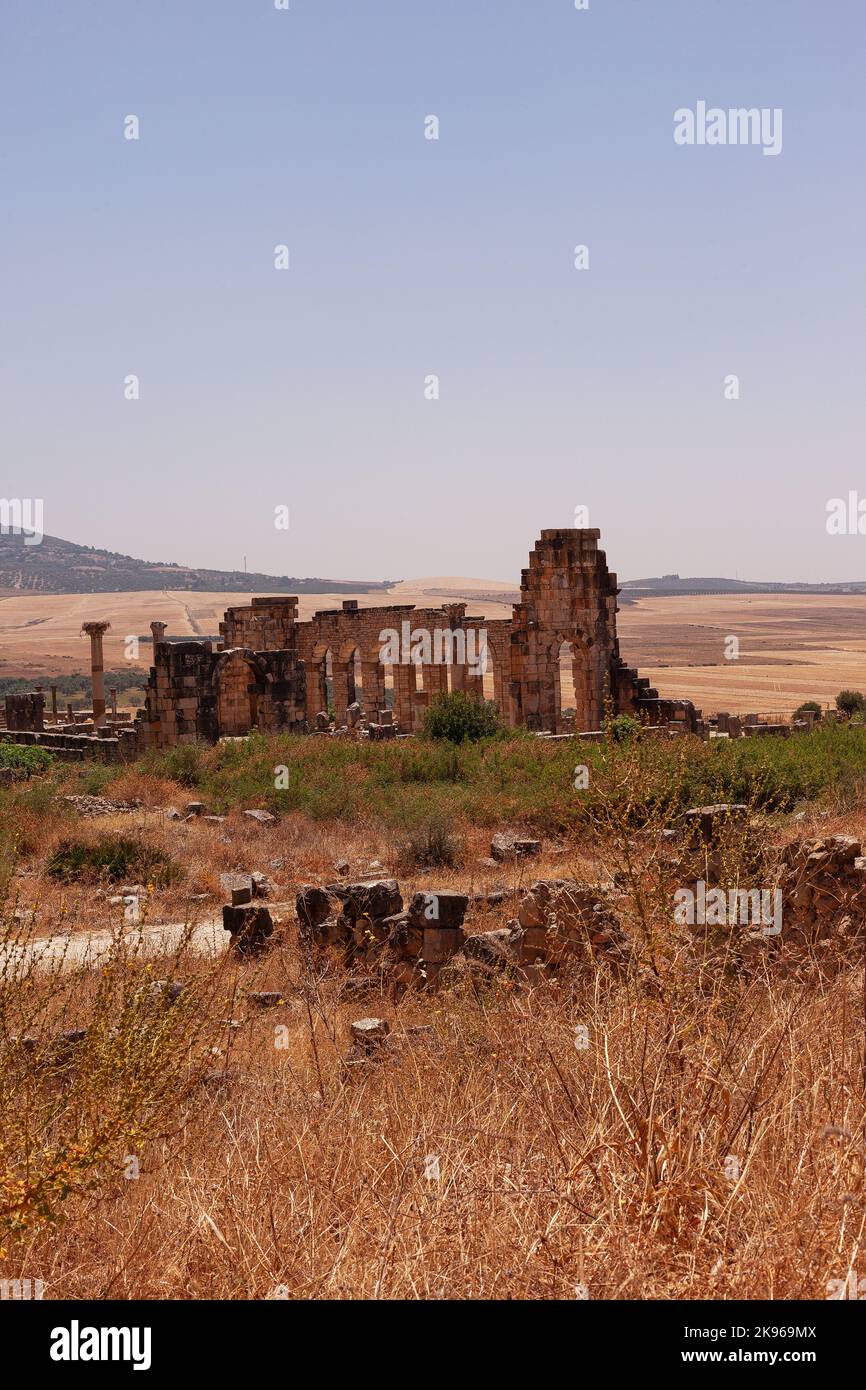 A beautiful shot of an archaeological site and the ancient Berber-Roman ...