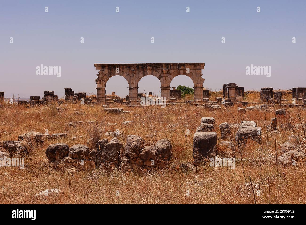 A beautiful shot of an archaeological site and the ancient Berber-Roman ...
