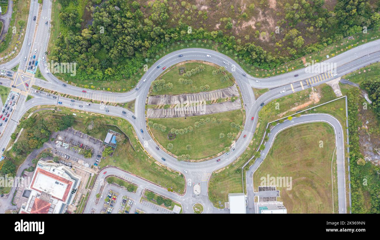 Aerial suburb street roundabout hi-res stock photography and images - Alamy