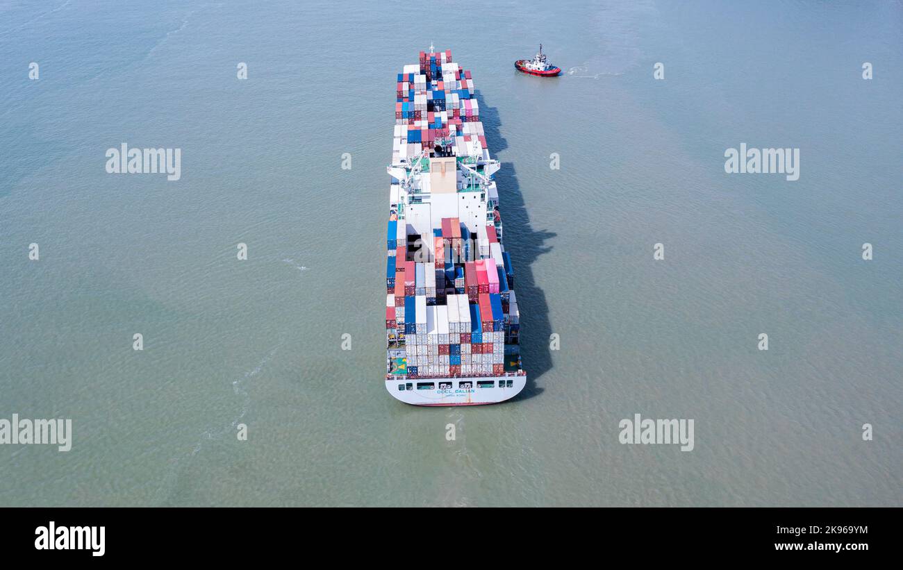 Klang, Malaysia - October 02, 2022: Container ship fully loaded with ...