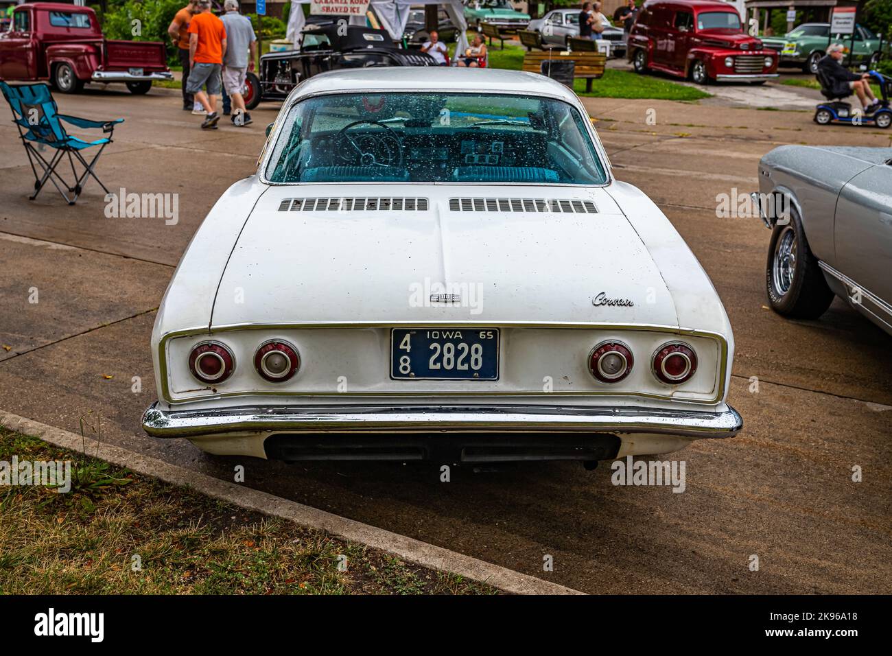 Des Moines, IA - July 01, 2022: High perspective rear view of a 1965 ...