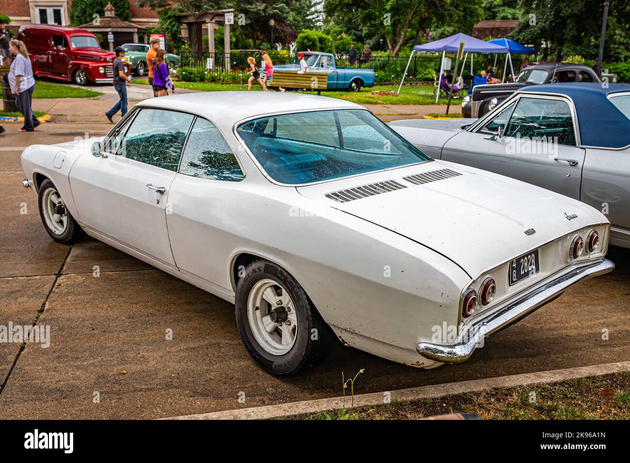 Des Moines, IA - July 01, 2022: High perspective rear corner view of a ...