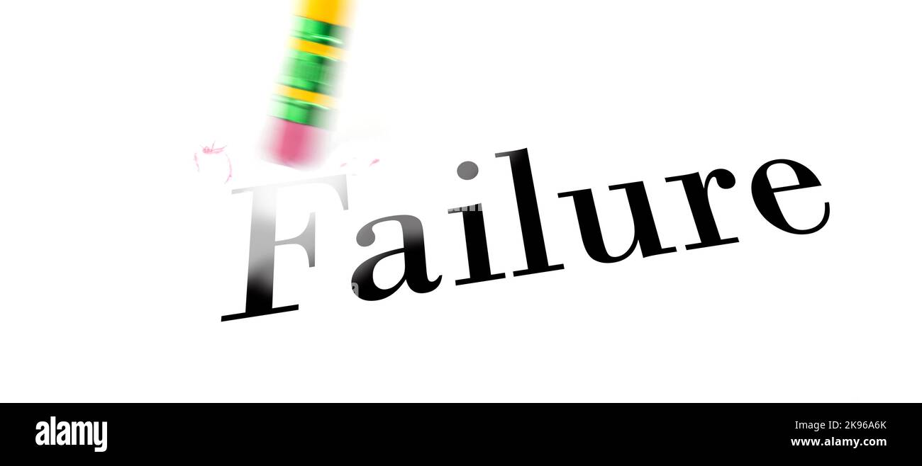 Person using a pencil eraser to erase failure from their life so they ...