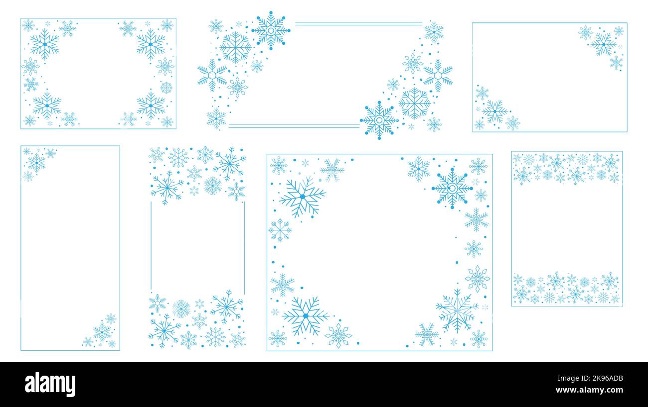 Decorative frames with snowflakes. Vintage luxury festive dividers for ...