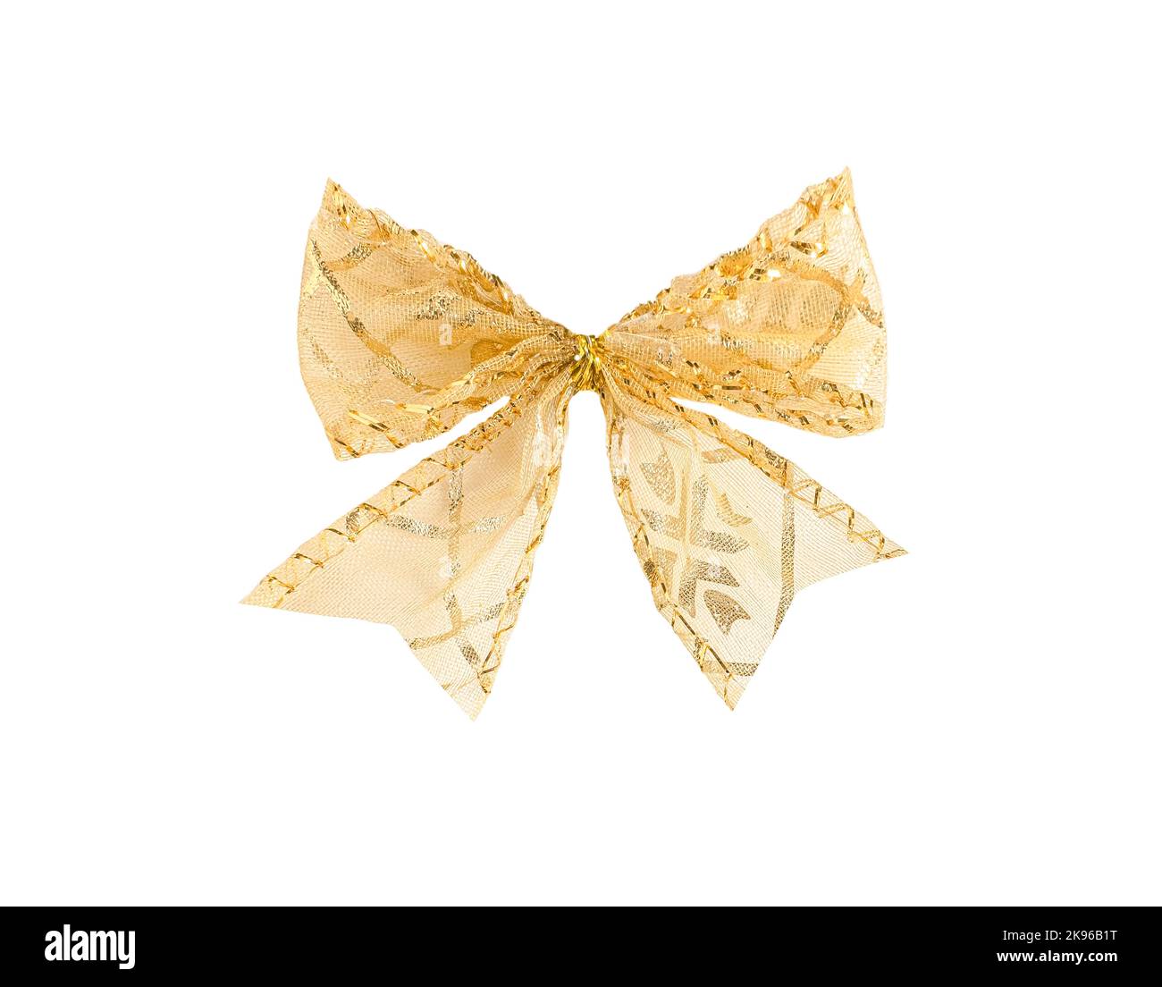 Golden Ribbon Bow isolated on white background Stock Photo - Alamy