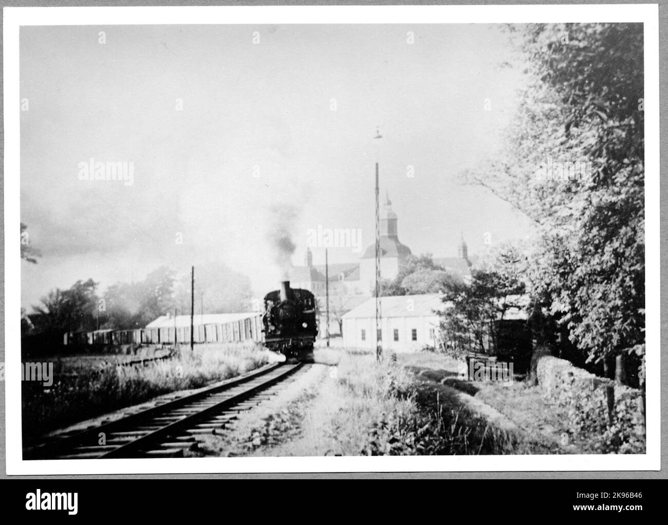 Outgoing freight train from Vadstena. State Railways, SJ S2P 3037 Stock ...