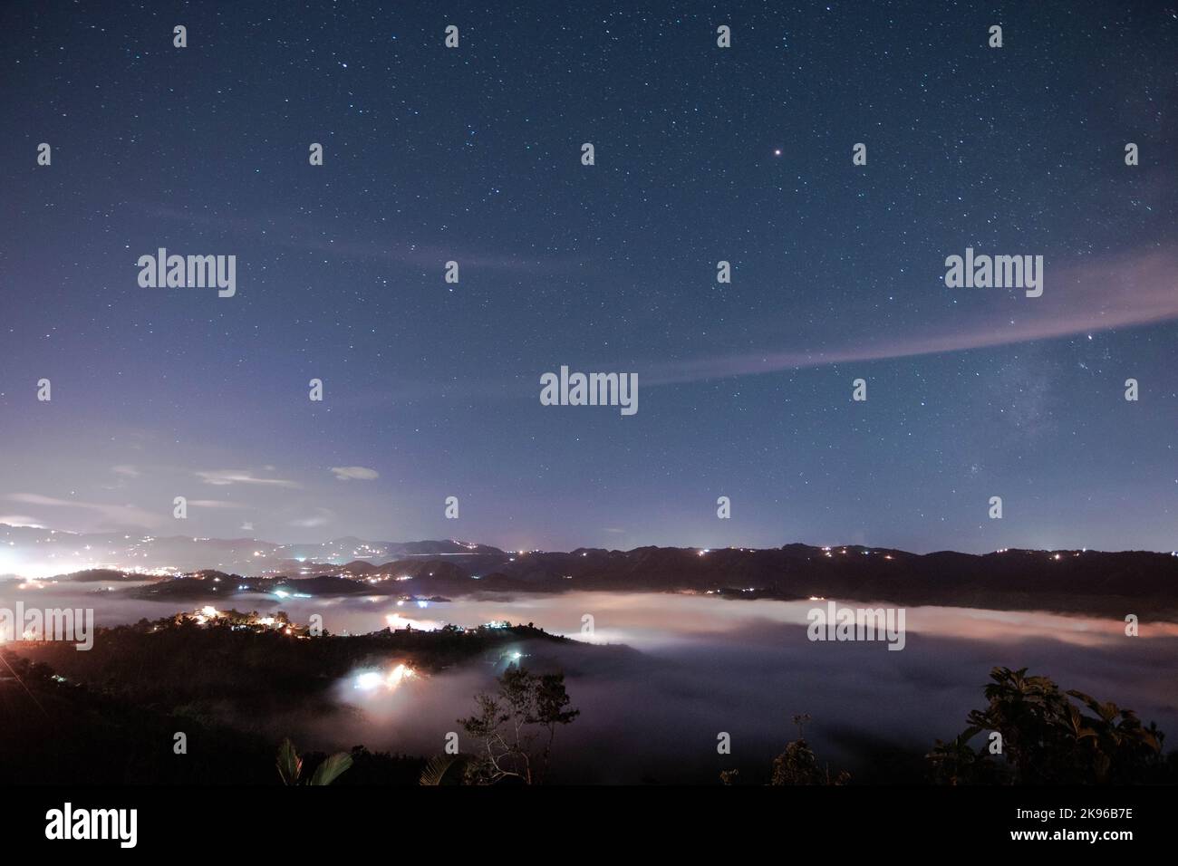 An aerial view of a beautiful forest on a starry night Stock Photo - Alamy