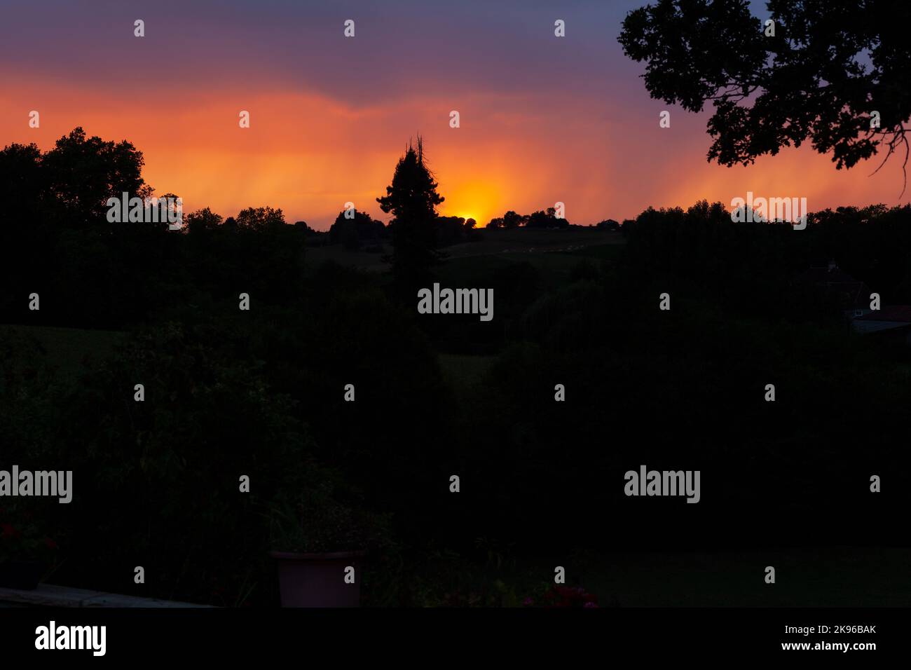 Real Panorama Landscape of hills at sunset along the Chemin du Puy ...