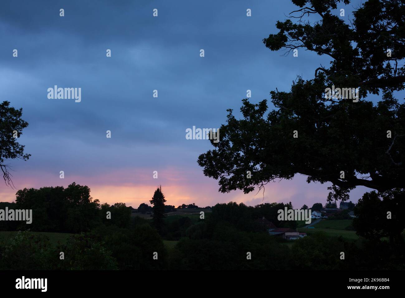 Real Panorama Landscape of hills at sunset along the Chemin du Puy ...