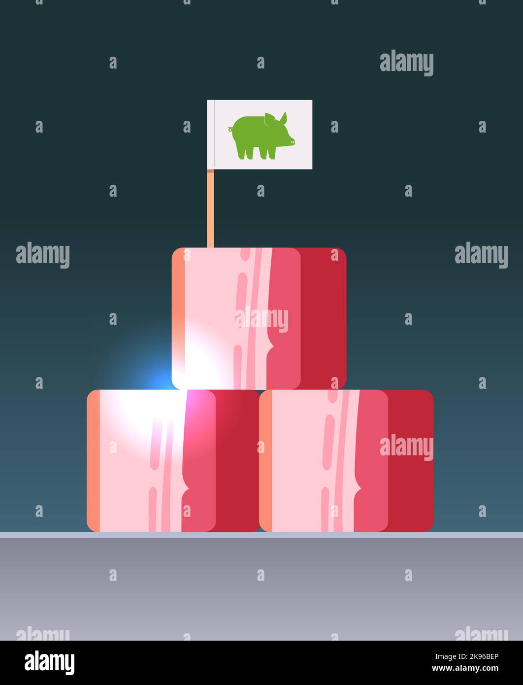 cultured raw red meat bacon with label made from pig animal cells ...