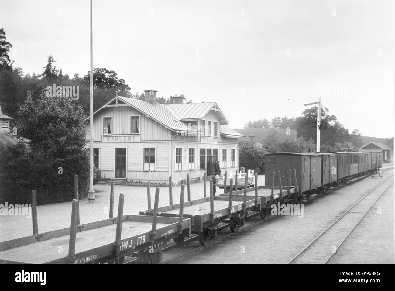 Gamleby station and mixed train Stock Photo - Alamy