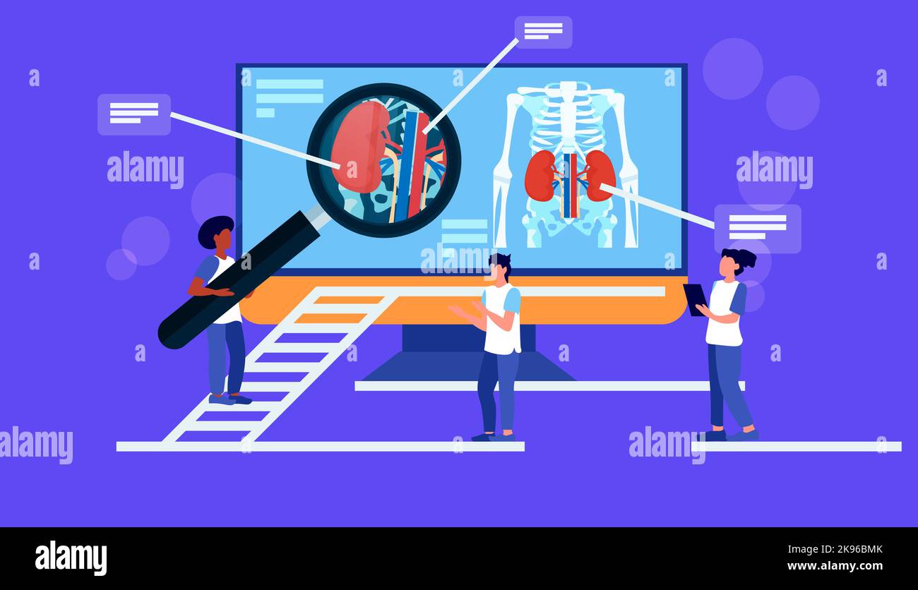 doctors examining liver X-ray of patient on computer monitor health ...