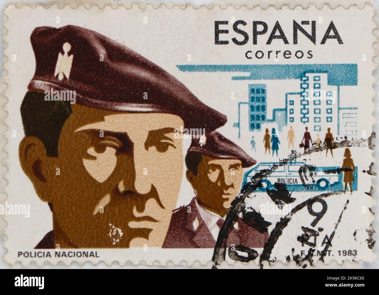 Photo of a Spanish postage stamp National Police Public Services ...