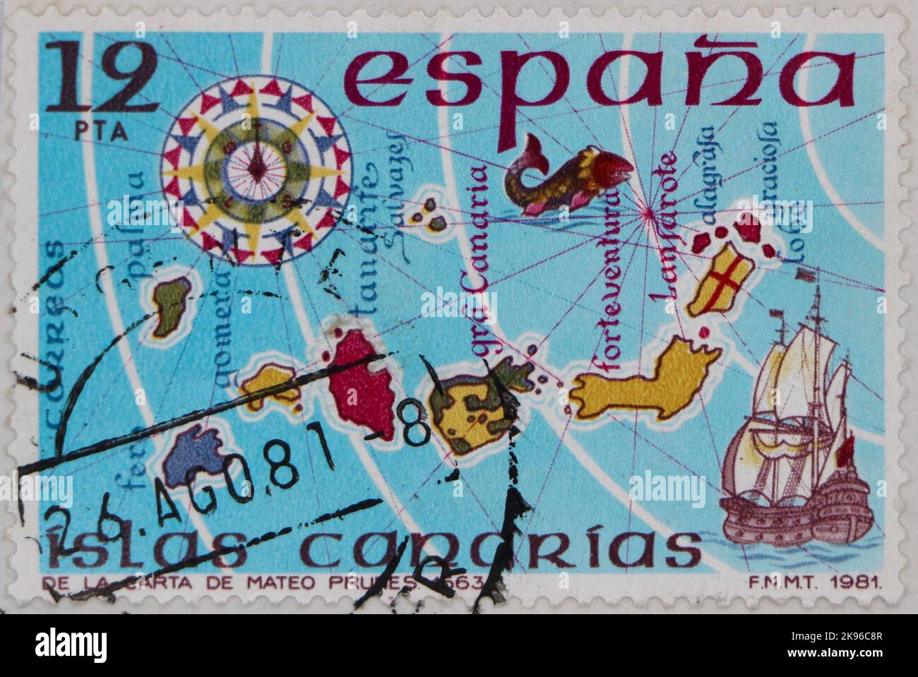 Photo of a Spanish postage stamp Canary Islands from the Charts of ...