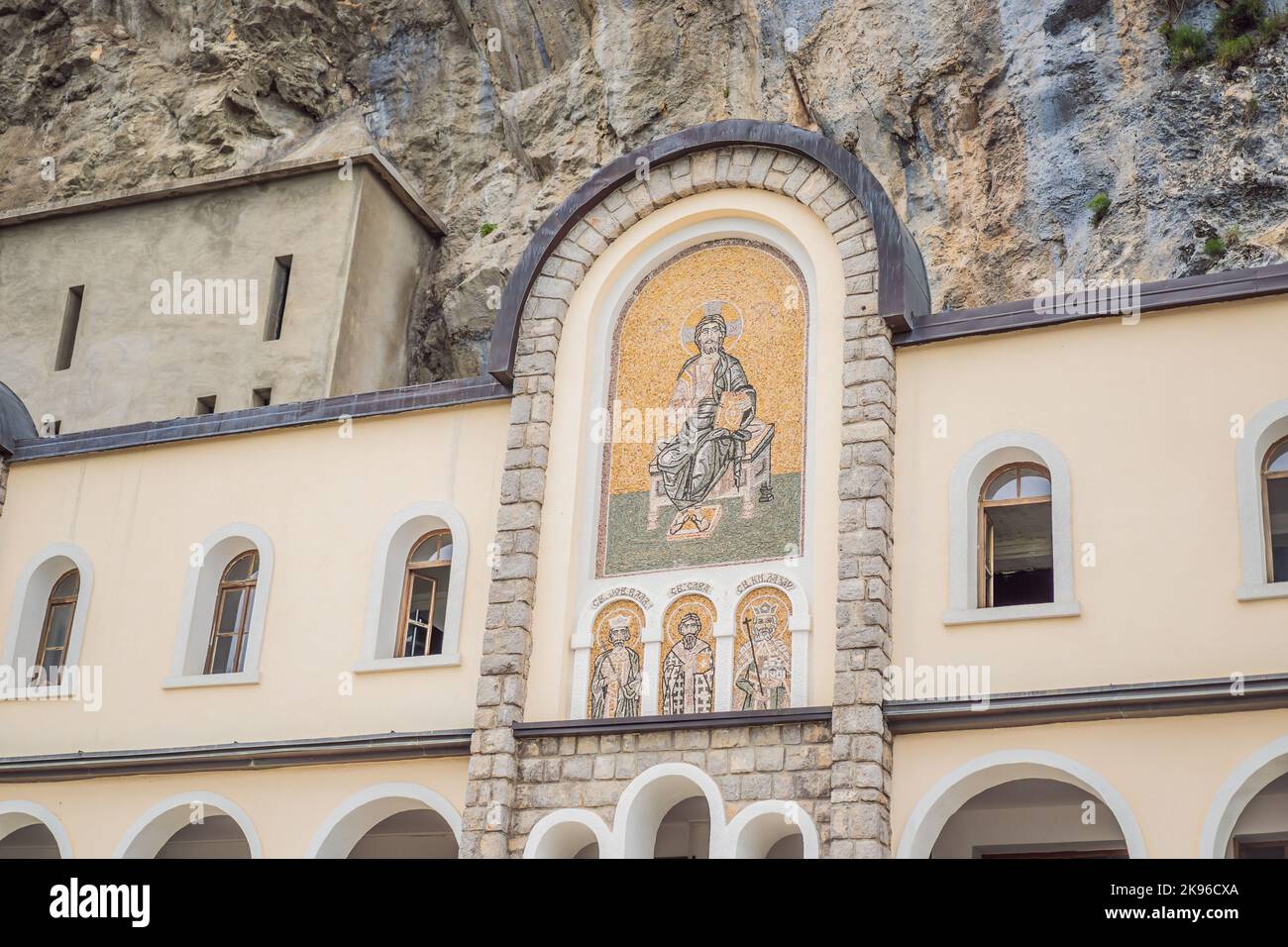 Monastery of Ostrog, Serbian Orthodox Church situated against a ...