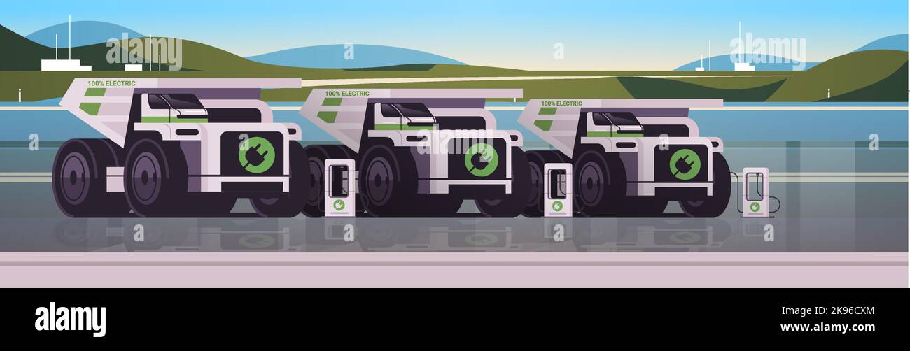 electric mining dumpers industrial trucks charging parking at the ...