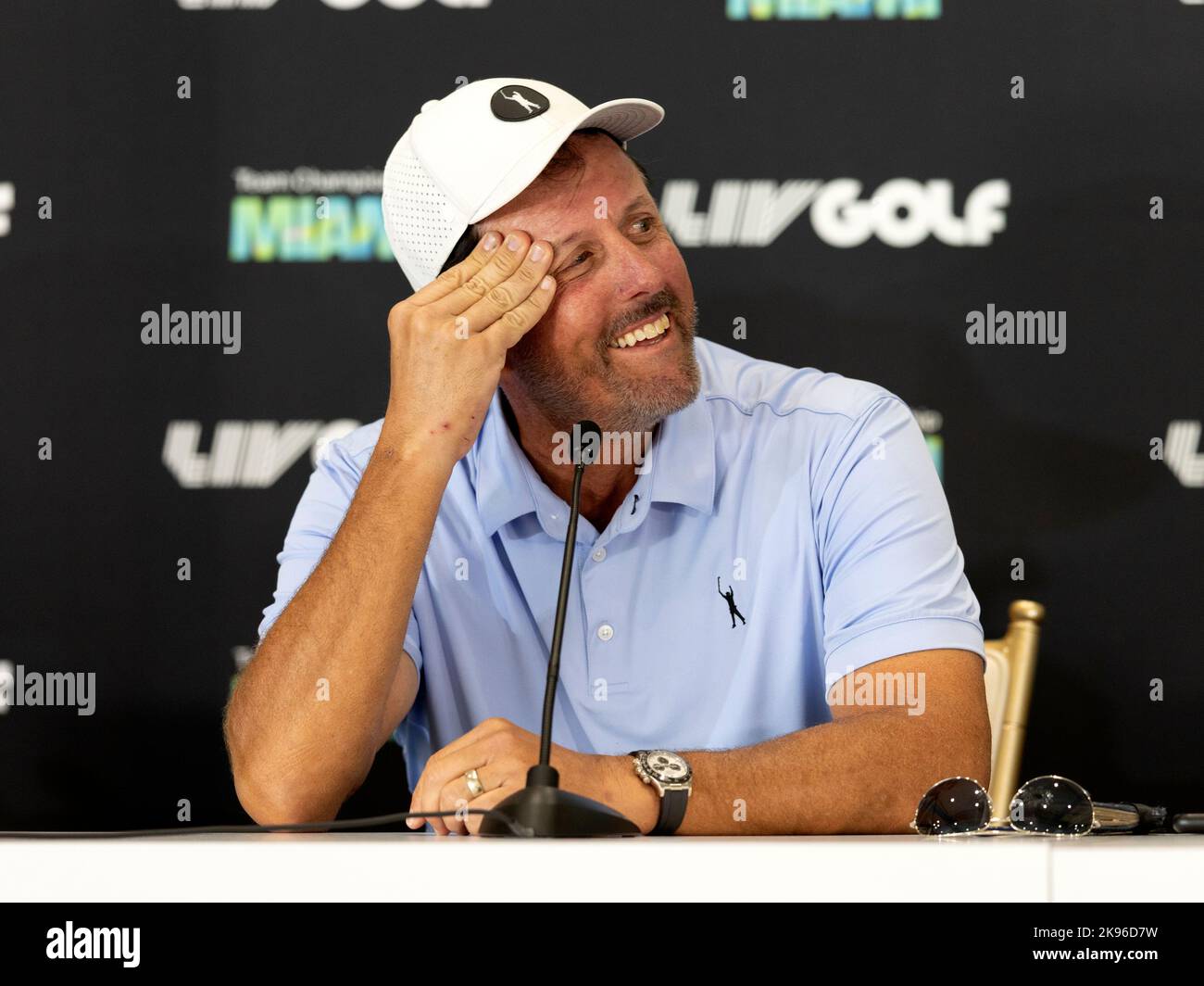 MIAMI, FL-OCT 26: Phil Mickelson is seen during LIV Golf Invitational press conference at Trump ...