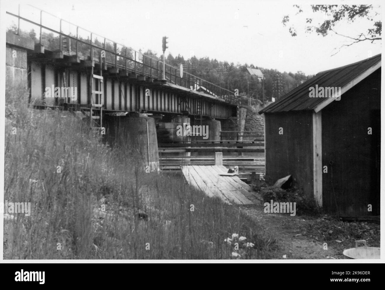 Swivel rail bridge at Stäket, on the route between Stäket and ...