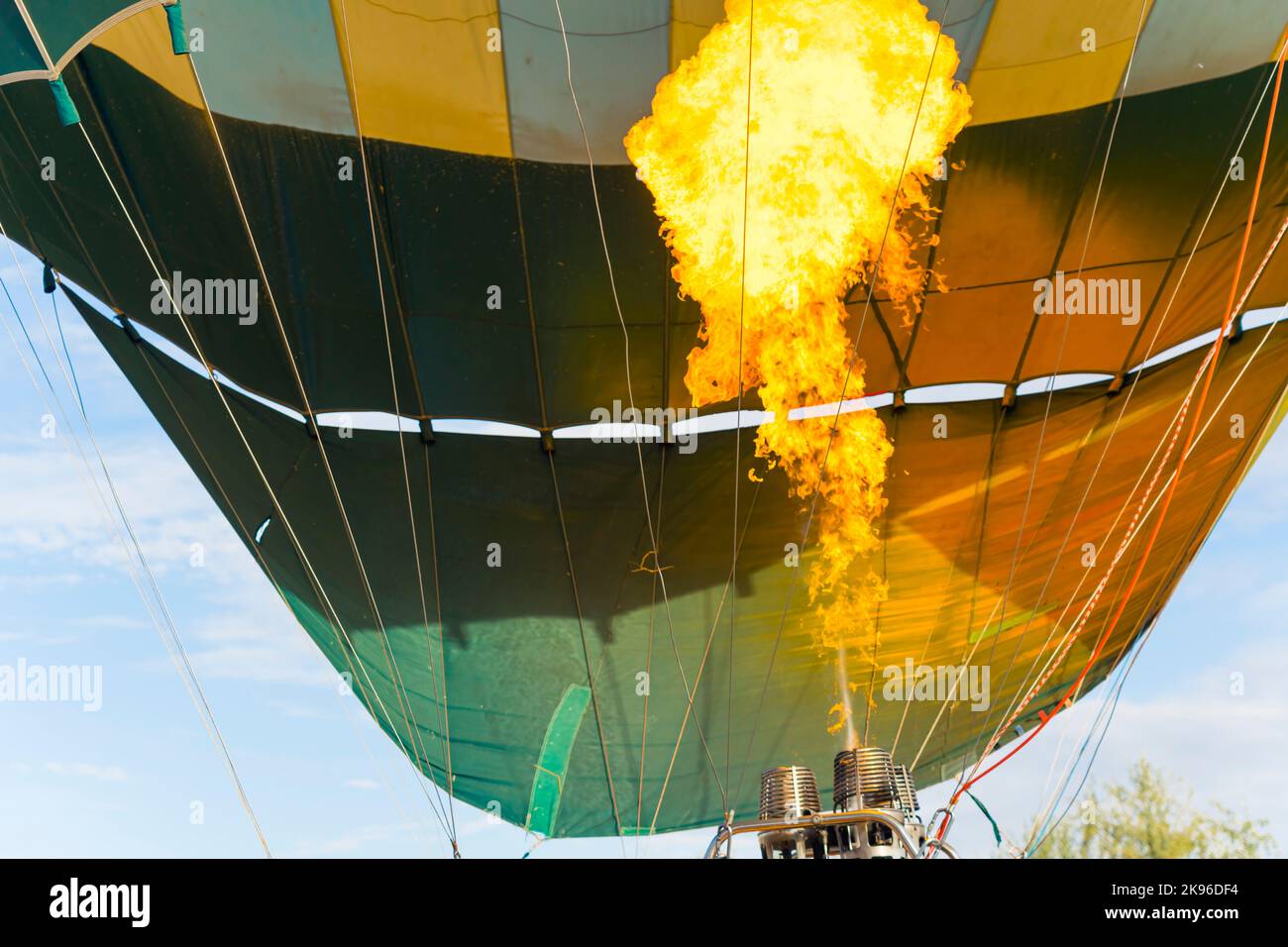 Cappadocia, Turkey. closeup view of a hot air balloon letting the fire ...