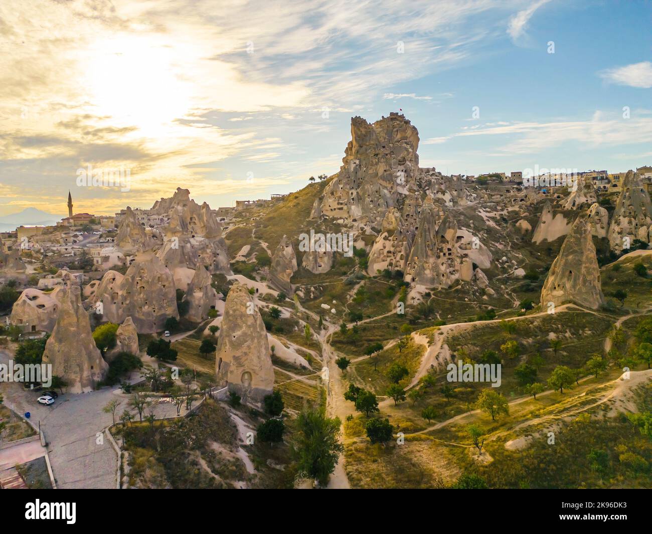 stunning aerial view of Cappadocia, ancient district in east-central ...